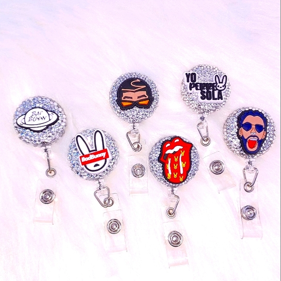 Accessories | Bad Bunny Bedazzled Idbadge Retracting Reel Set | Poshmark